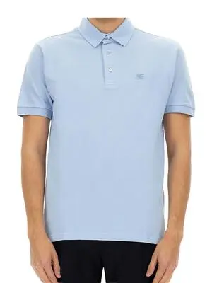 Etro Logo Embroidered Polo Shirt - Blue