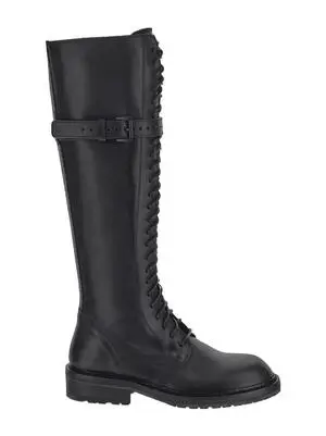 ANN DEMEULEMEESTER Round Toe Lace-up Knee-high Boots - Black
