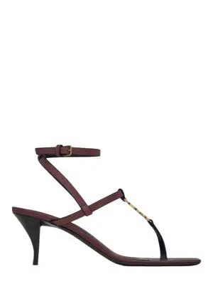 Saint Laurent Cassandra Sandals In Smooth Leather - Brown
