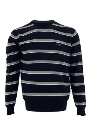 Emporio Armani Striped Long Sleeve Sweater - Black