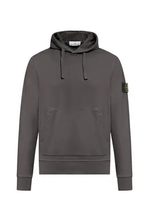 Stone Island Logo Patch Drawstring Hoodie - Charcoal