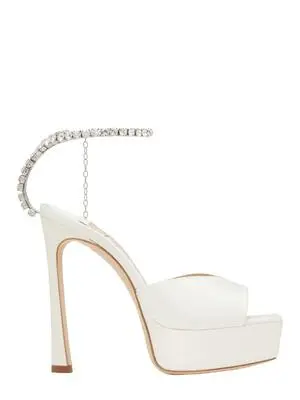 JIMMY CHOO Jimmy Choo Platform High Heel Sandals With Crystal Ankle Strap