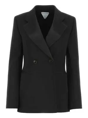 Bottega Veneta Curved Sleeve Compact Satin Jacket - Black