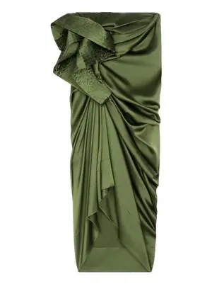 Dries Van Noten Draped Midi Skirt - Khaki