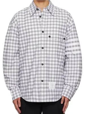 Thom Browne Thom Browne Gingham-Pattern Buttoned Shirt Medium Gray