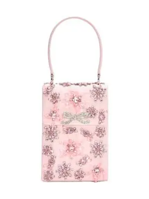 SELF-PORTRAIT Floral Crystal Embellished Mini Bag - Pink
