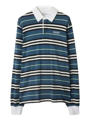 BURBERRY Burberry Logo Patch Striped Polo Shirt