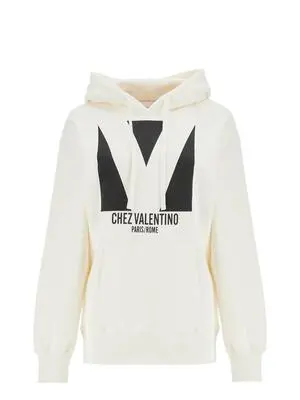 Valentino Garavani Oversized Drawstring Hoodie - Ivory White