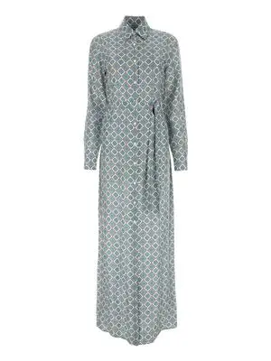 Prada Geometric Print Shirt Dress - Gray