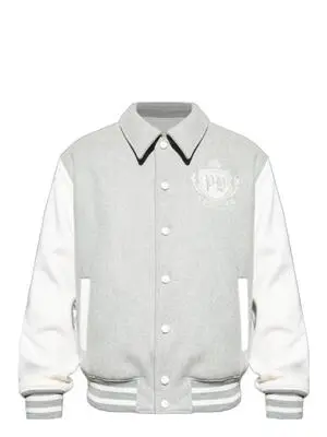 Balmain Varsity Jacket With Snap Button Fastening - Grey