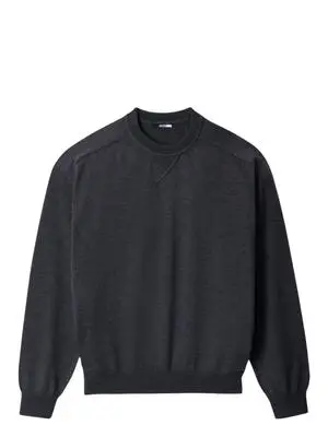 Jacquemus Logo Embroidered Long Sleeve Sweater - Dark Gray