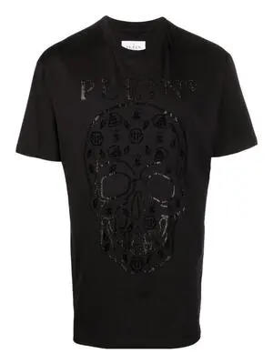 Philipp Plein Embellished Logo-print Detail T-shirt - Black