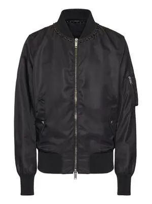 Valentino Garavani Studded Zip-up Bomber Jacket - Black