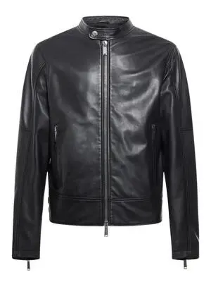 DSQUARED2 Dsquared2 Logo Leather Biker Jacket