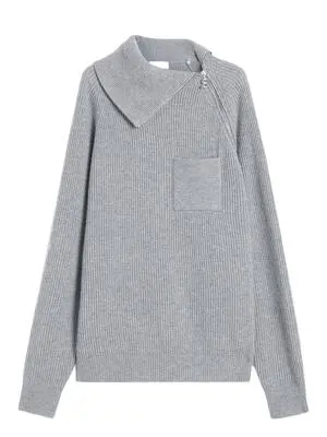Sportmax Salpa Loose Fit Knitted Jumper With Zipper Detail - Medium Gray