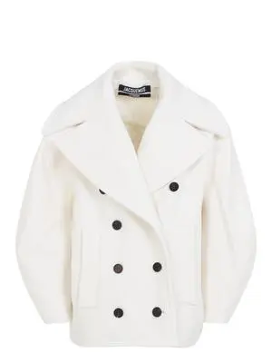 Jacquemus Double-breasted Long-sleeved Coat - White