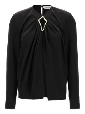 LANVIN Draped Eyelet Detail Blouse - No