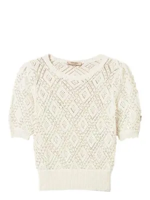 TWINSET Twinset Embellished Short-Sleeved Knitted Sweater