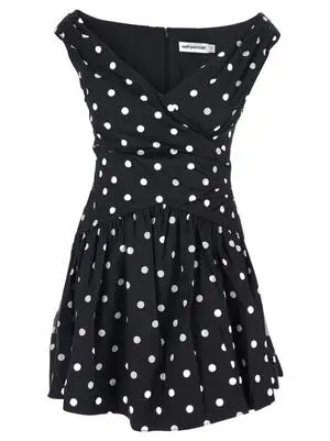 SELF-PORTRAIT Polka Dot Mini Dress - Black