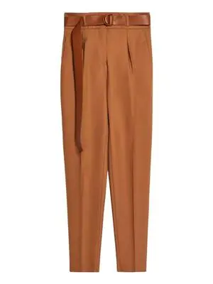 MAX MARA Max Mara Tailored Wool Twill Carrot Trousers With Leather Belt