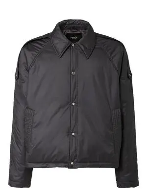Fendi Single-breasted Gabardine Jacket With Micro Ff Detail - Black