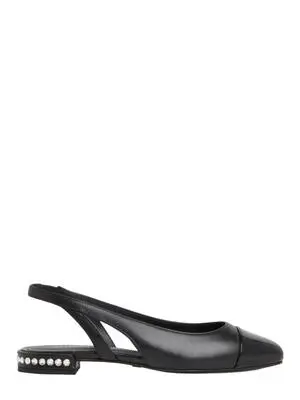 STUART WEITZMAN Slingback Ballet Flats With Embellished Heel - Black