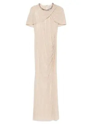 SELF-PORTRAIT Self-Portrait Embellished Draped Maxi Dress Champ