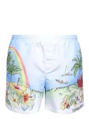 Casablanca Aloha Swim Shorts - White
