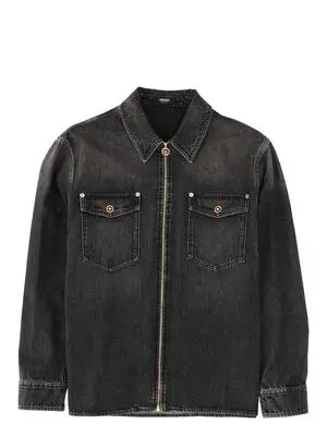 Versace Denim Zip-up Jacket - Black