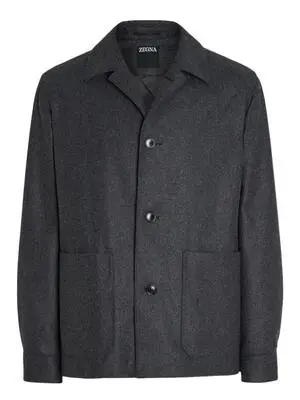 Zegna Long Sleeve Jacket With Lapel Collar - Black