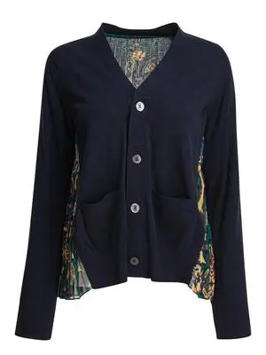 Sacai Sacai Floral Print Cardigan Blue