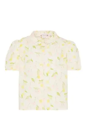 Bonpoint Cherry Print Short Sleeve Blouse - Ivory