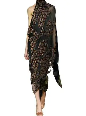 Dries Van Noten Patchwork Asymmetric Maxi Dress - Multi