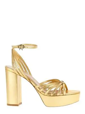 GIANVITO ROSSI Rita Metallic Nappa Leather Platform Sandals - Gold