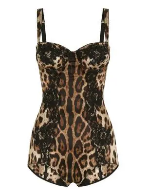 Dolce & Gabbana Leopard Lace Bodysuit - Black