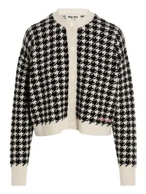 MIU MIU Miu Miu Houndstooth Knit Cashmere Cardigan