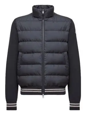 Moncler Panelled Zip Jacket With Stand Collar - Navy Blue