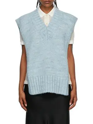 MAISON MARGIELA V-neck Ribbed Knit Vest - Blue