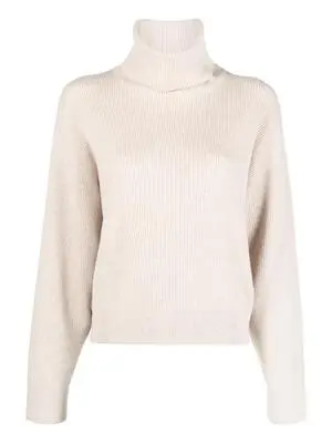 Brunello Cucinelli Ribbed Turtleneck Sweater - White