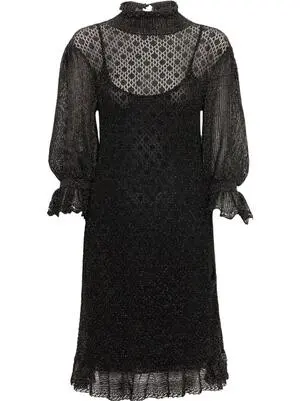 Chloé Puff-sleeve Ruffle Mini Dress - Black