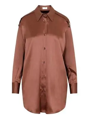 BRUNELLO CUCINELLI Brunello Cucinelli Oversized Fit Button-Up Silk Shirt