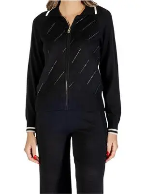 Liu Jo Zip-fastening Cropped Cardigan With Contrasting Edges - Black