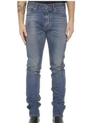 Celine Skinny Jeans In Trail Wash Denim - Gray