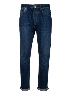 Brunello Cucinelli Logo Patch Denim Jeans - Blue