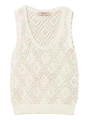 TWINSET Twinset Pearl Embellished Knit Tank Top No