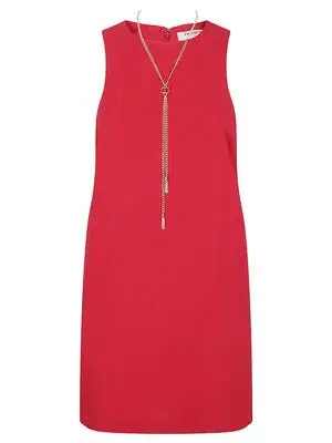 TWINSET A-line Sleeveless Dress With Removable Chain Necklace - Red