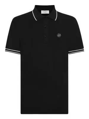 Philipp Plein Logo Patch Straight Hem Polo Shirt - Black