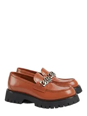 Gucci Gucci Interlocking G Logo Leather Loafers Multicolor