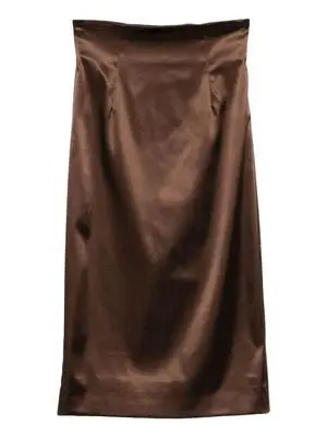 Dolce & Gabbana Satin Midi Skirt - Brown