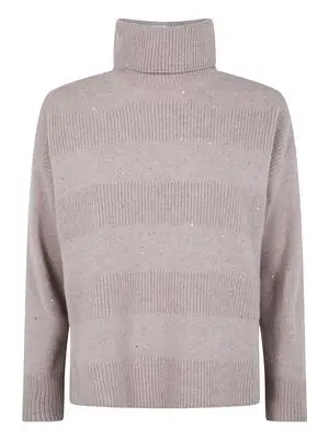 D.exterior Embellished High Neck Jumper - Gray